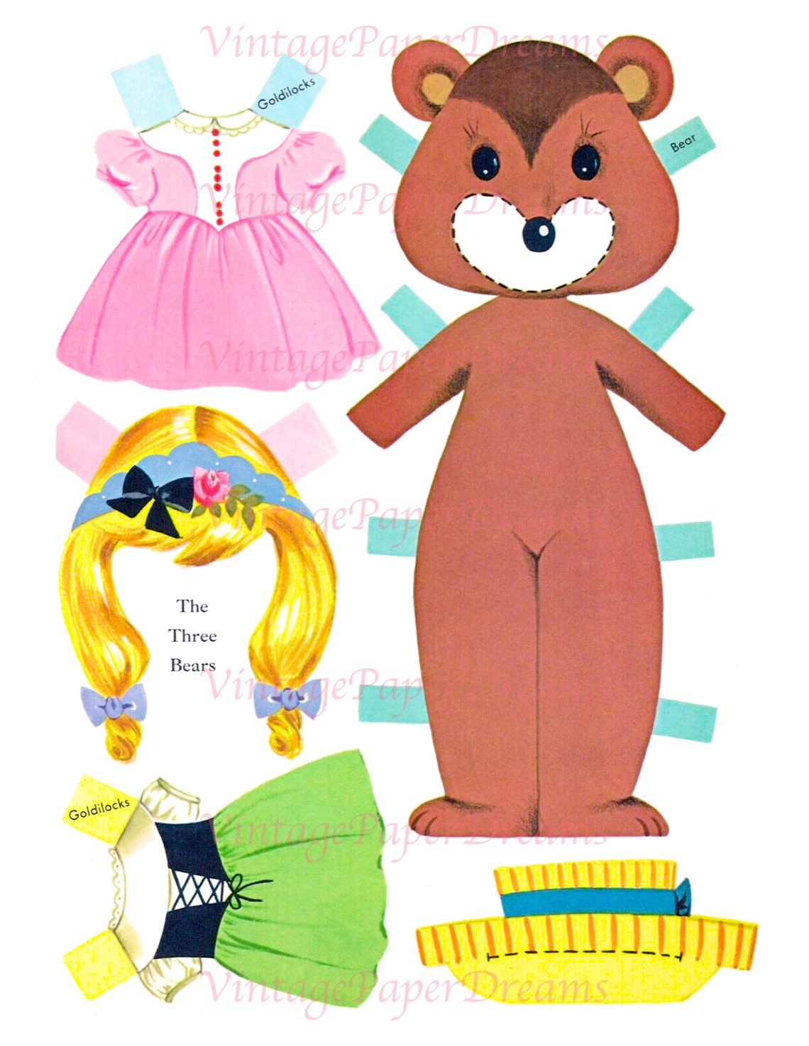 Vintage Paper Doll Printable PDF JPEG • Magic fairy Tale Paper Doll ...