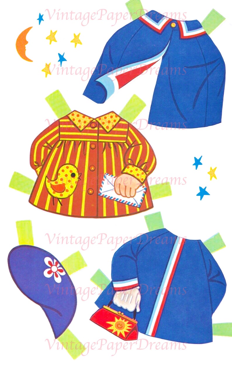 Vintage Paper Doll Printable PDF dress Me Paper Dolls 70s - Etsy