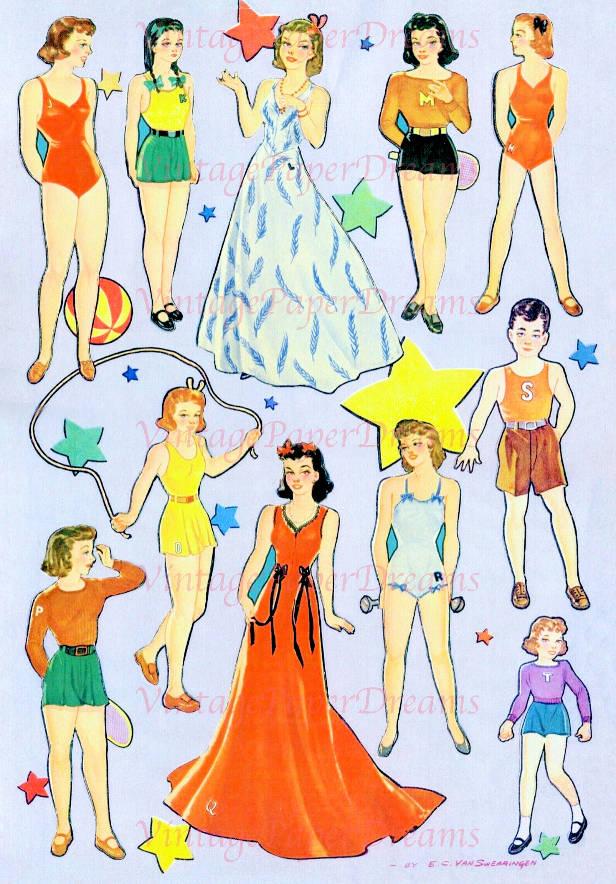 Vintage Paper Doll Printable PDF Sister Nurse Paper Dolls 40s 1940s ...