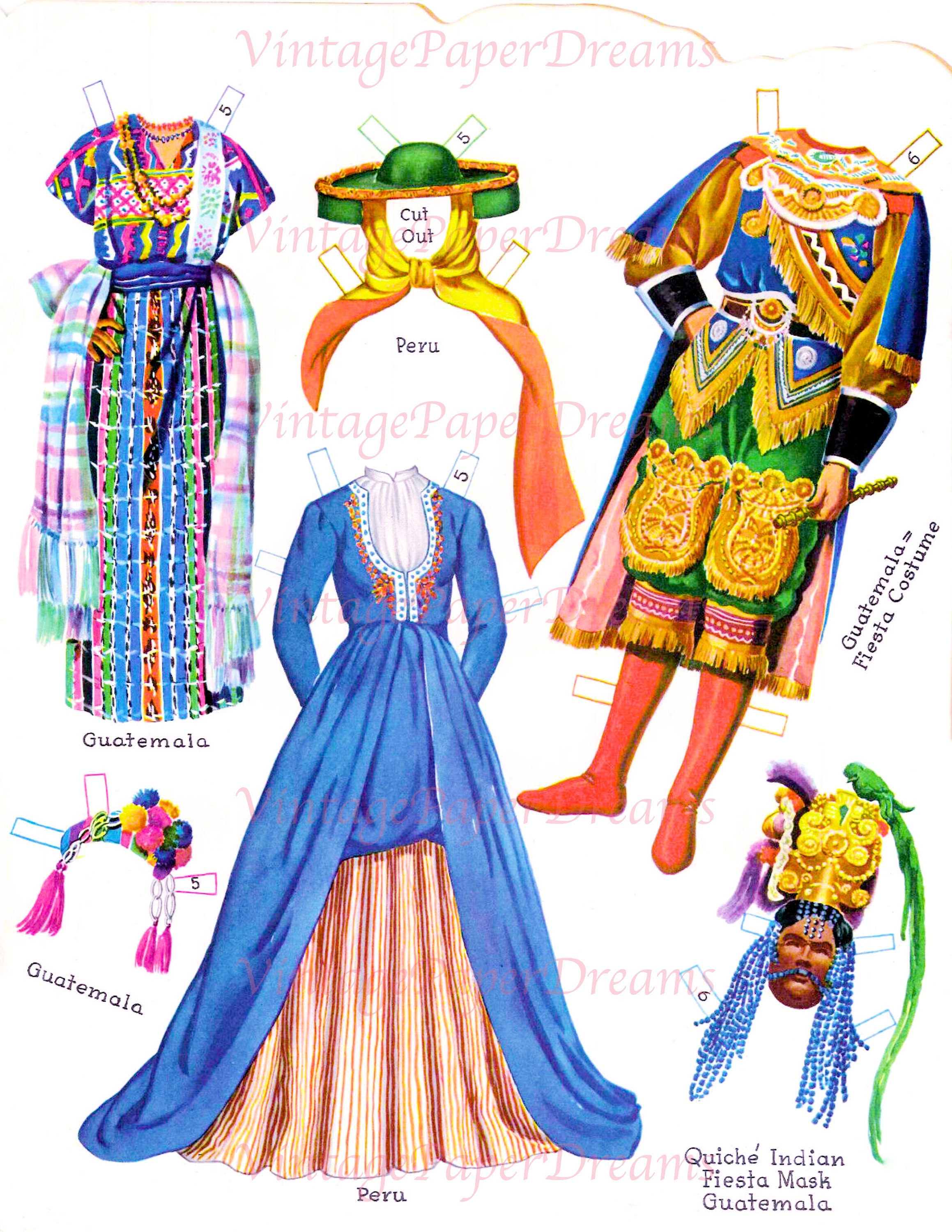 Vintage Paper Doll Printable PDF latina Paper Dolls 60s 1960s Paper ...
