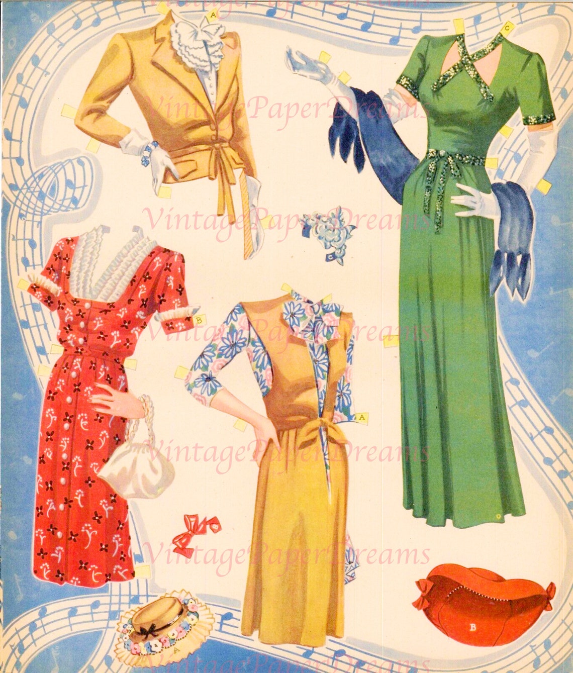 Vintage Paper Doll Printable PDF cover Girl Paper Doll 40s 1940s Paper ...