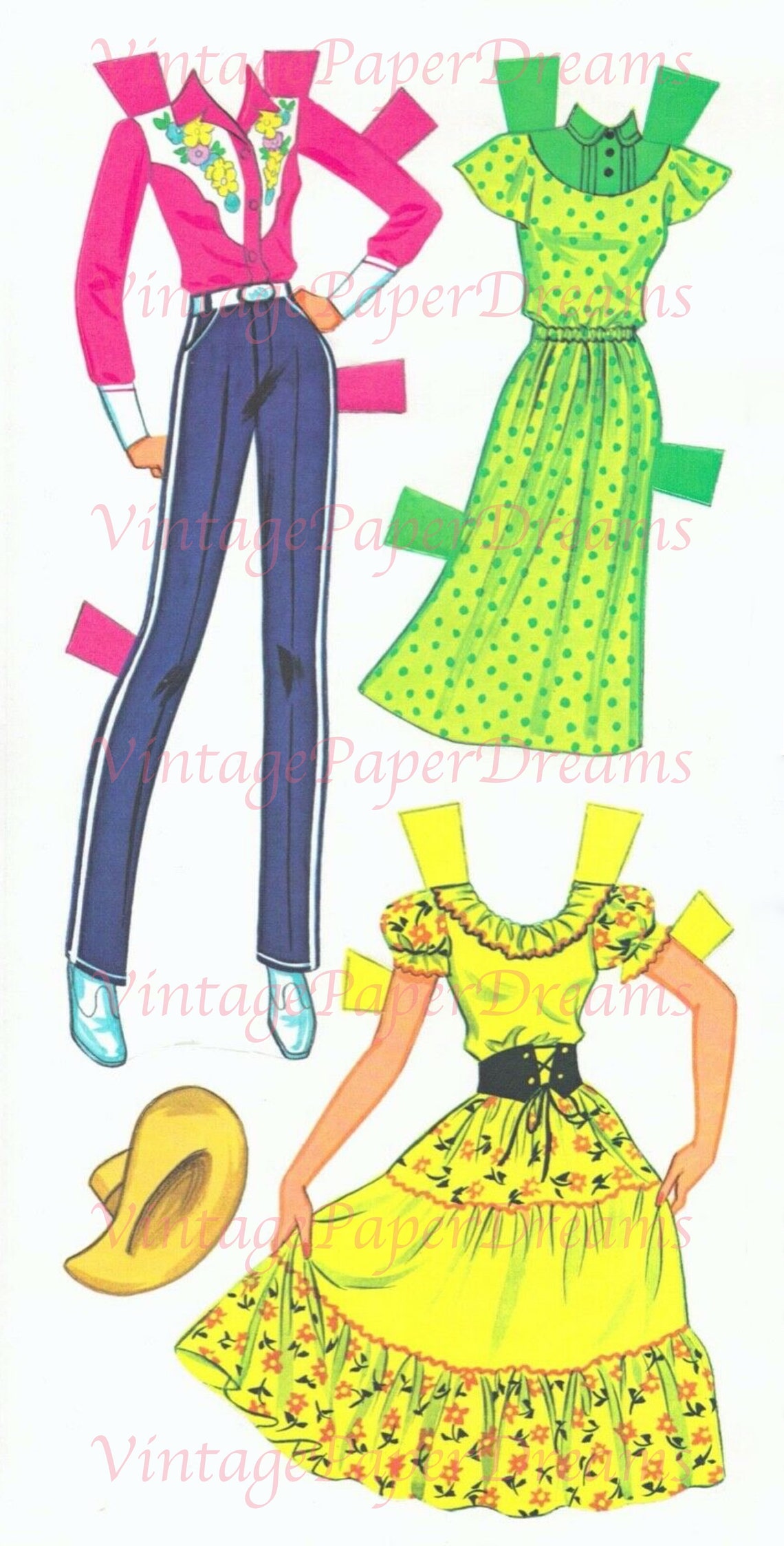 Vintage Paper Doll Printable PDF Western Baribe Fashion Doll - Etsy
