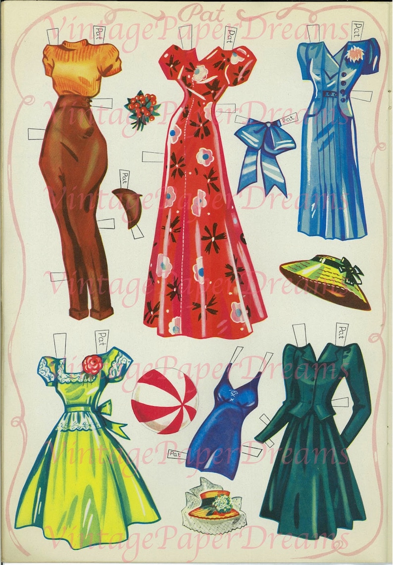 Vintage Paper Doll Printable PDF paper Dolls on Parade 40s - Etsy