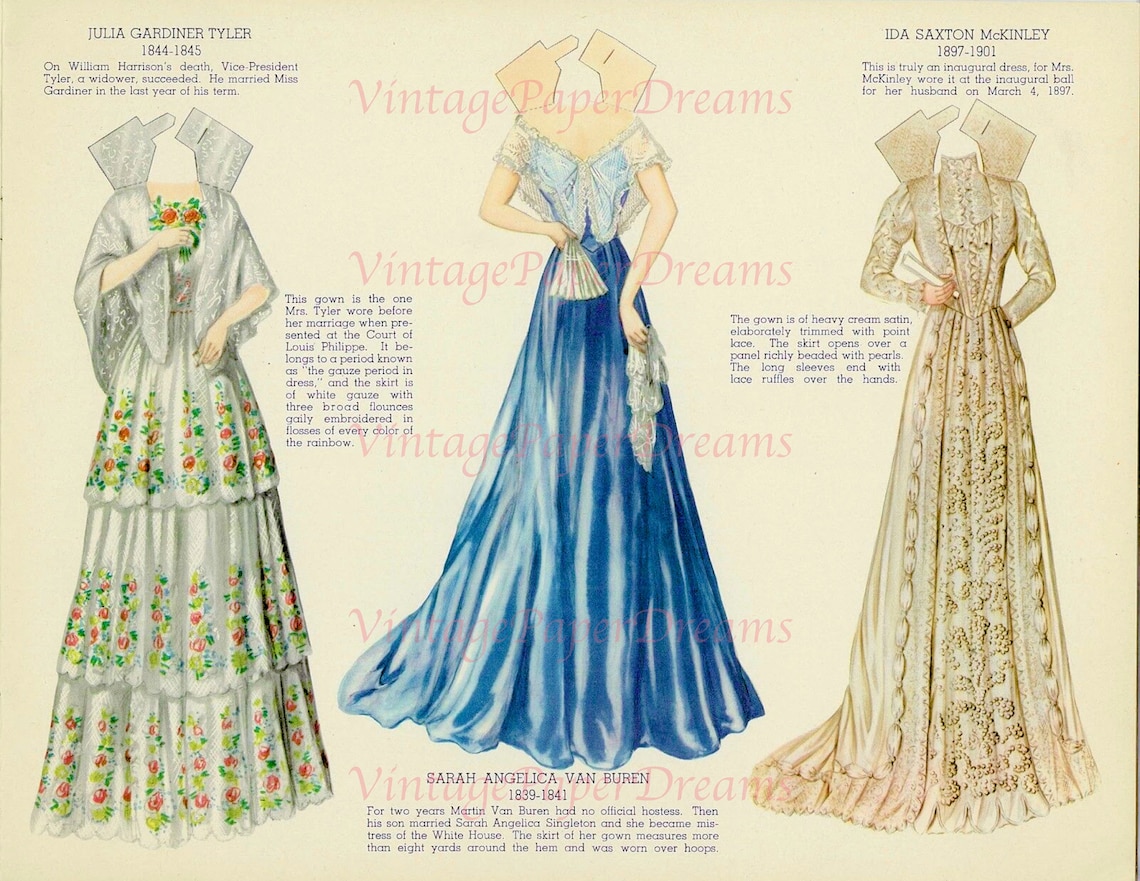 Vintage Paper Doll Printable PDF First Ladies Paper Dolls - Etsy