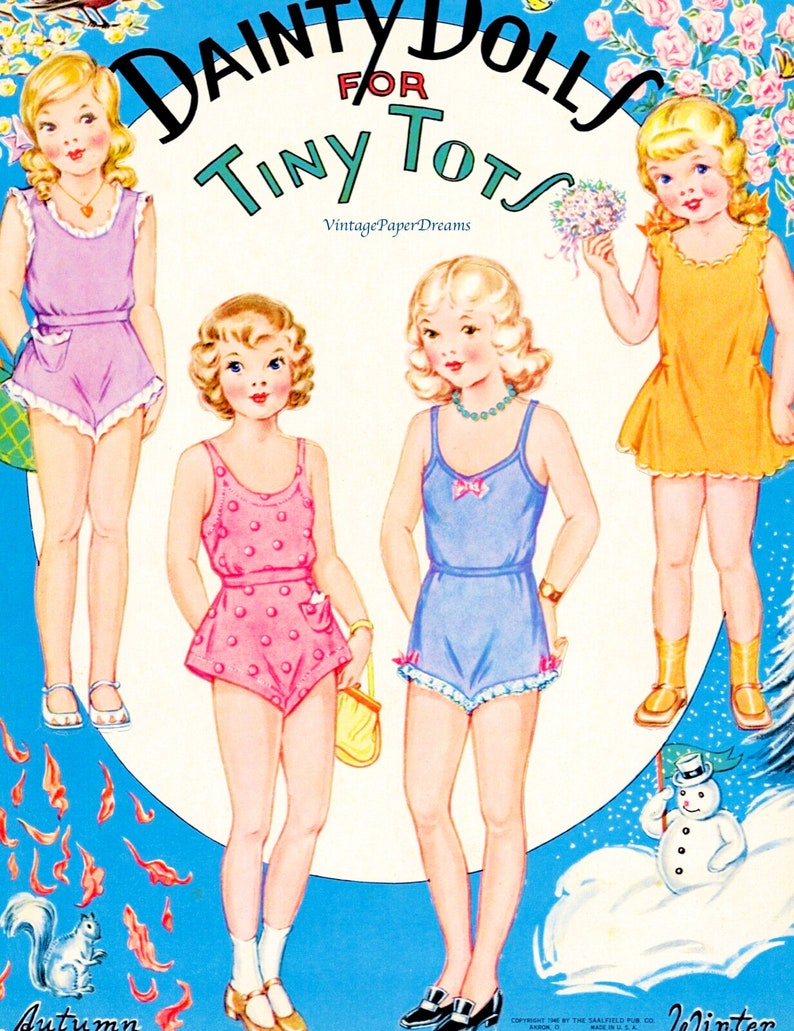 Vintage Paper Doll Printable PDF baby Boys Girls Paper Dolls 40s 1940s ...