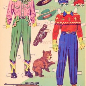 Vintage Paper Doll Printable PDF • airline Pilot Paper Dolls • 50s ...