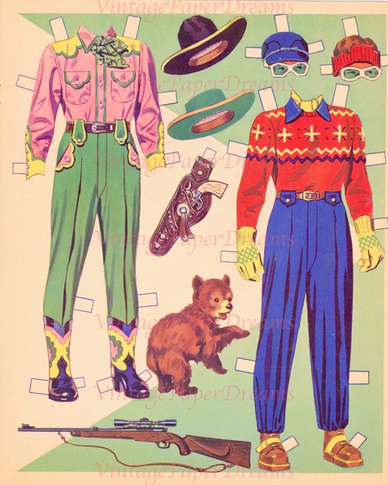 Vintage Paper Doll Printable PDF airline Pilot Paper Dolls 50s 1950s ...