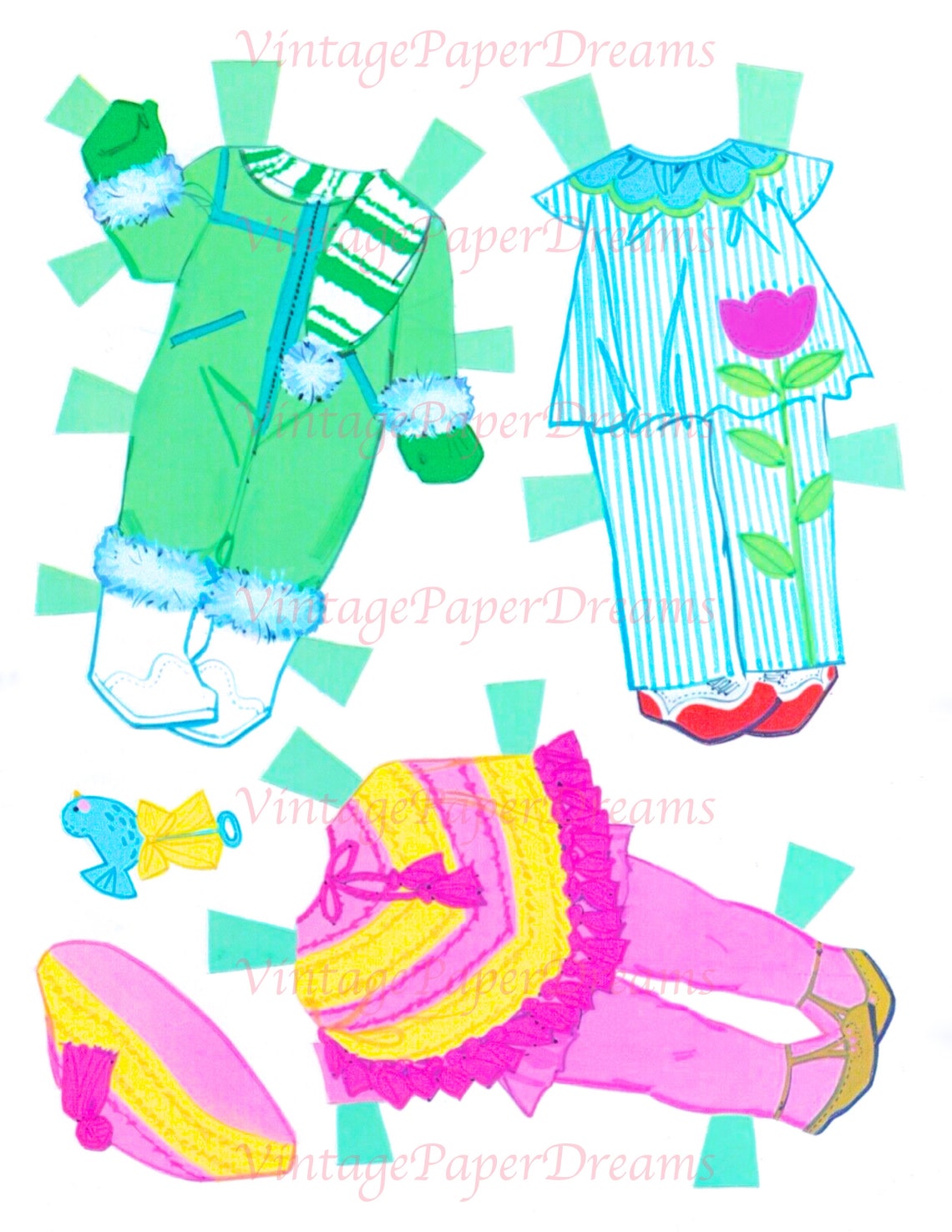 Vintage Paper Doll Printable PDF baby Paper Doll 70s 1970s - Etsy