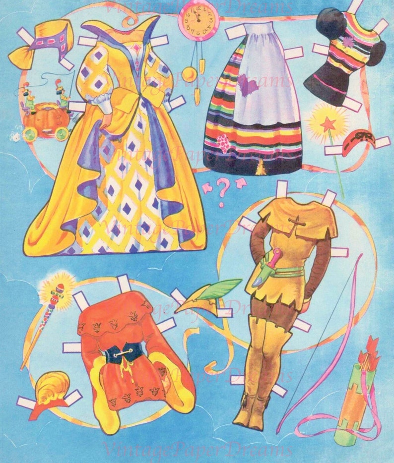 Vintage Paper Doll Printable PDF Cinderella Paper Doll Book - Etsy