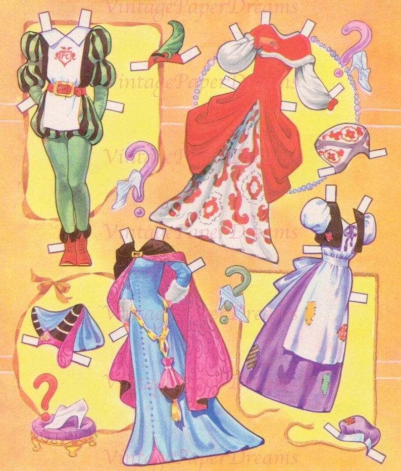 Vintage Paper Doll Printable Pdf Cinderella Paper Doll Book Etsy