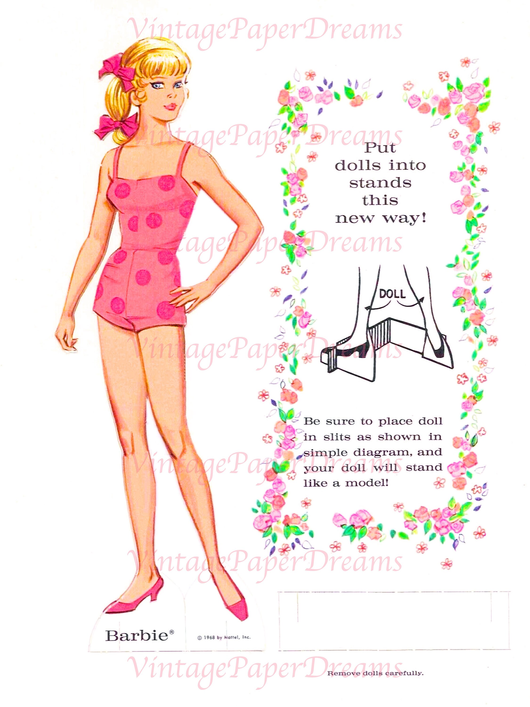 Barbie Paper Doll Printable Pdf Barbie Christie Stacey Paper Etsy