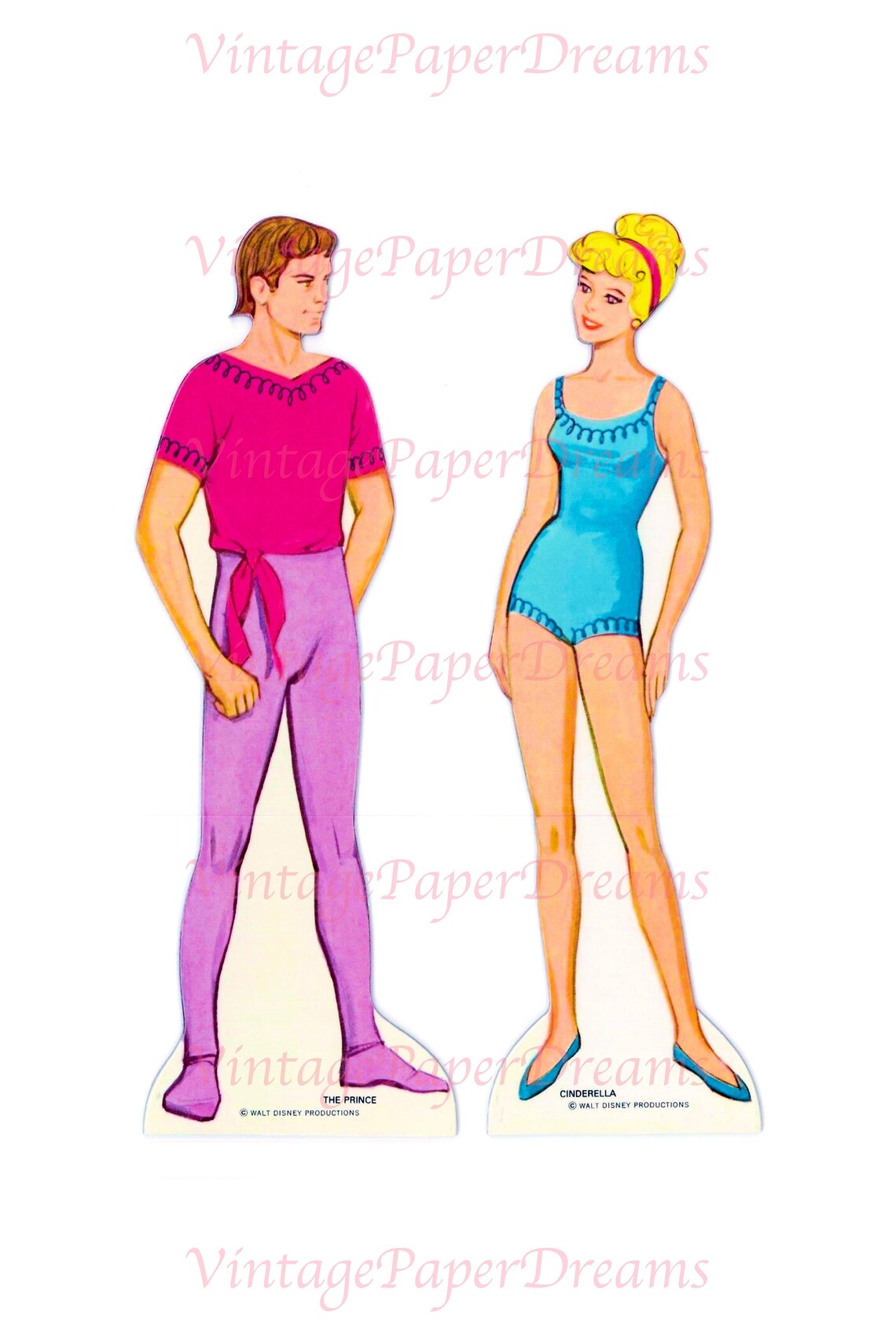Vintage Paper Doll Printable PDF Cinderella Paper Doll 70s 1970s Prince ...