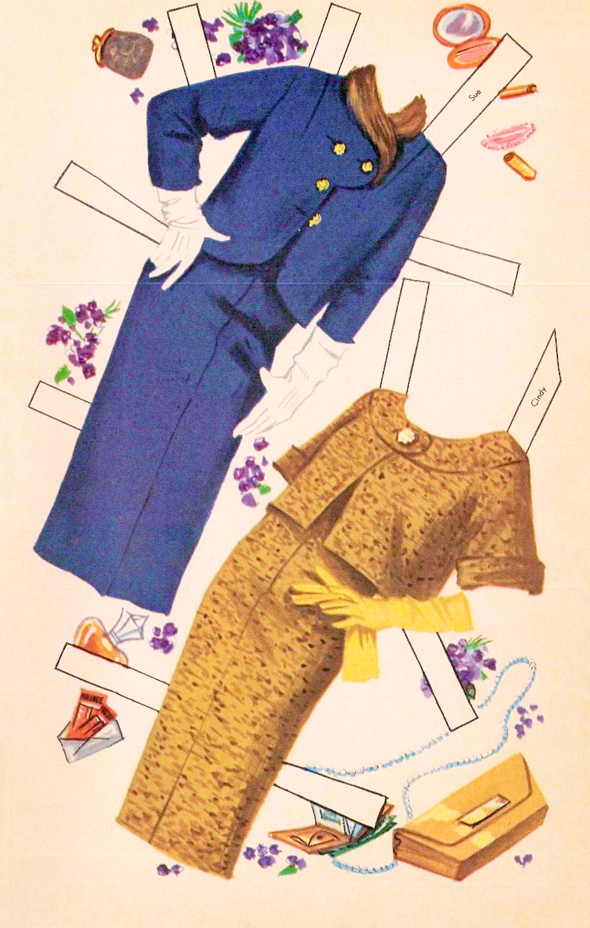 Vintage Paper Doll Printable PDF Teen Paper Doll 60s 1960s Brunette ...