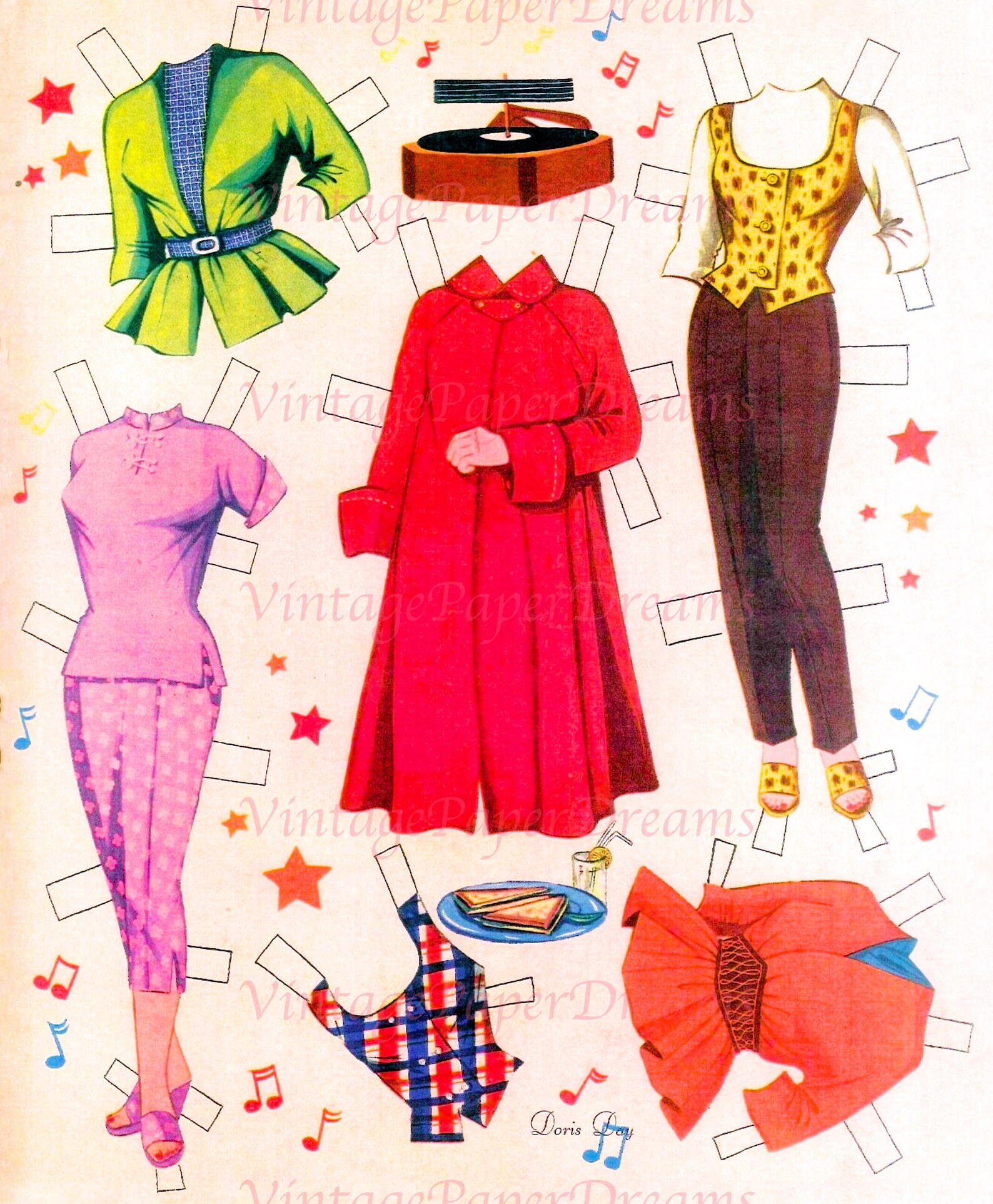 Vintage Paper Doll Printable PDF doris Day Paper Doll 1954 - Etsy