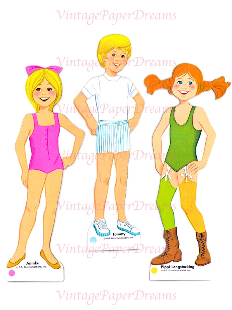 Vintage Paper Doll Printable PDF pippi Longstocking Paper Doll 70s ...