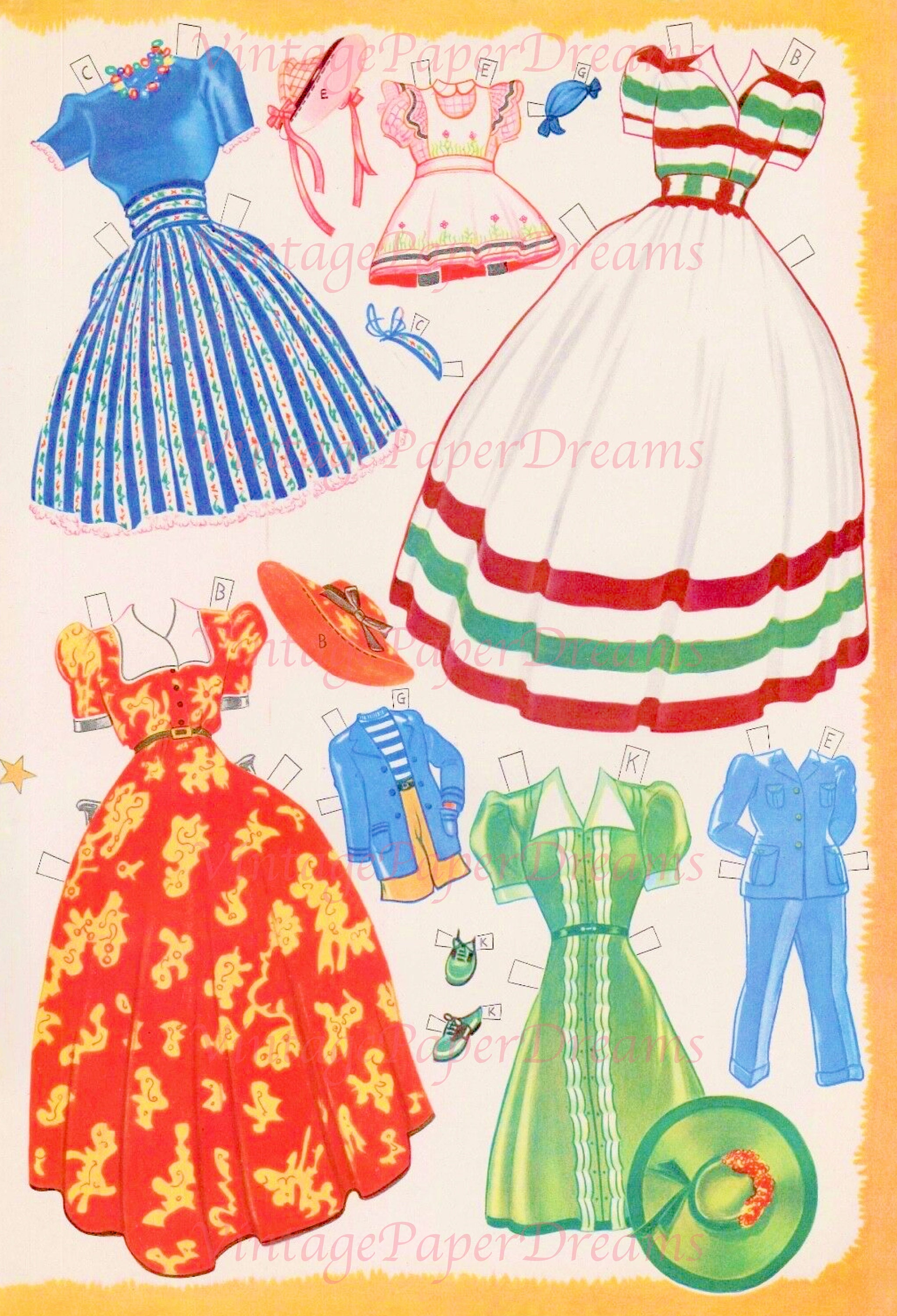 Vintage Paper Doll Printable PDF Big Sister Little Sister Paper Dolls ...