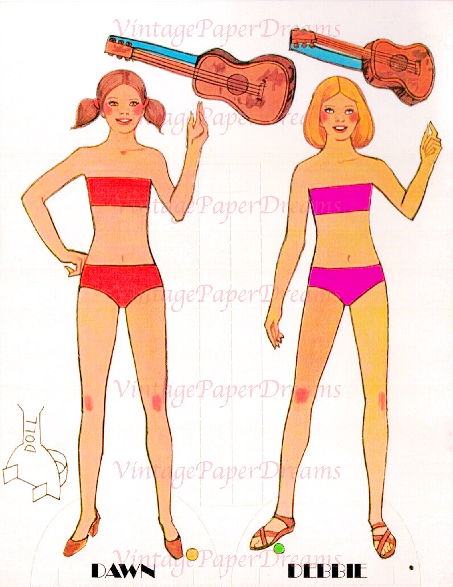 Vintage Paper Doll Printable PDF country Denim Dolls Paper - Etsy UK