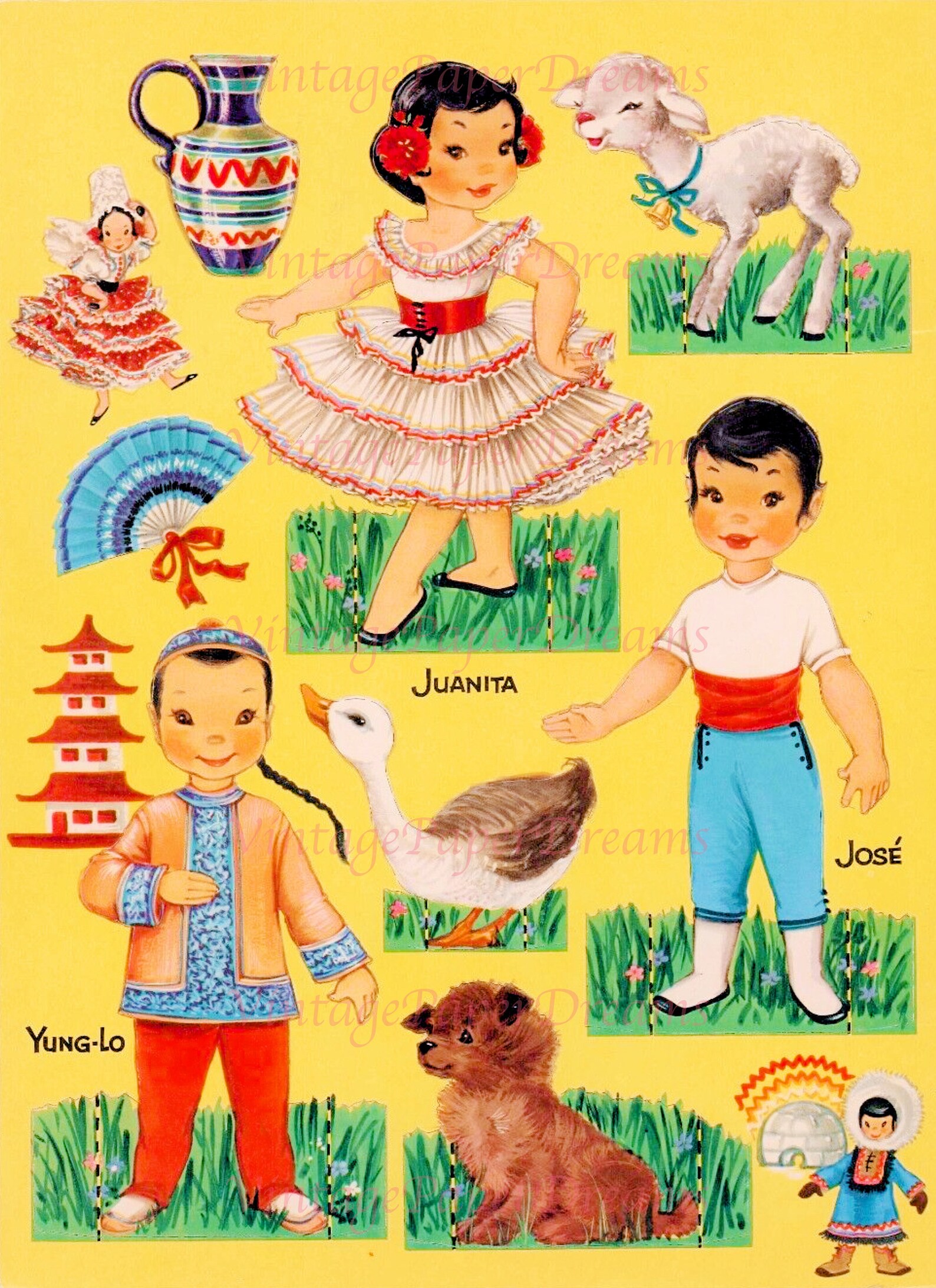 Vintage Paper Doll Printable PDF • world Children Paper Doll • 50s ...