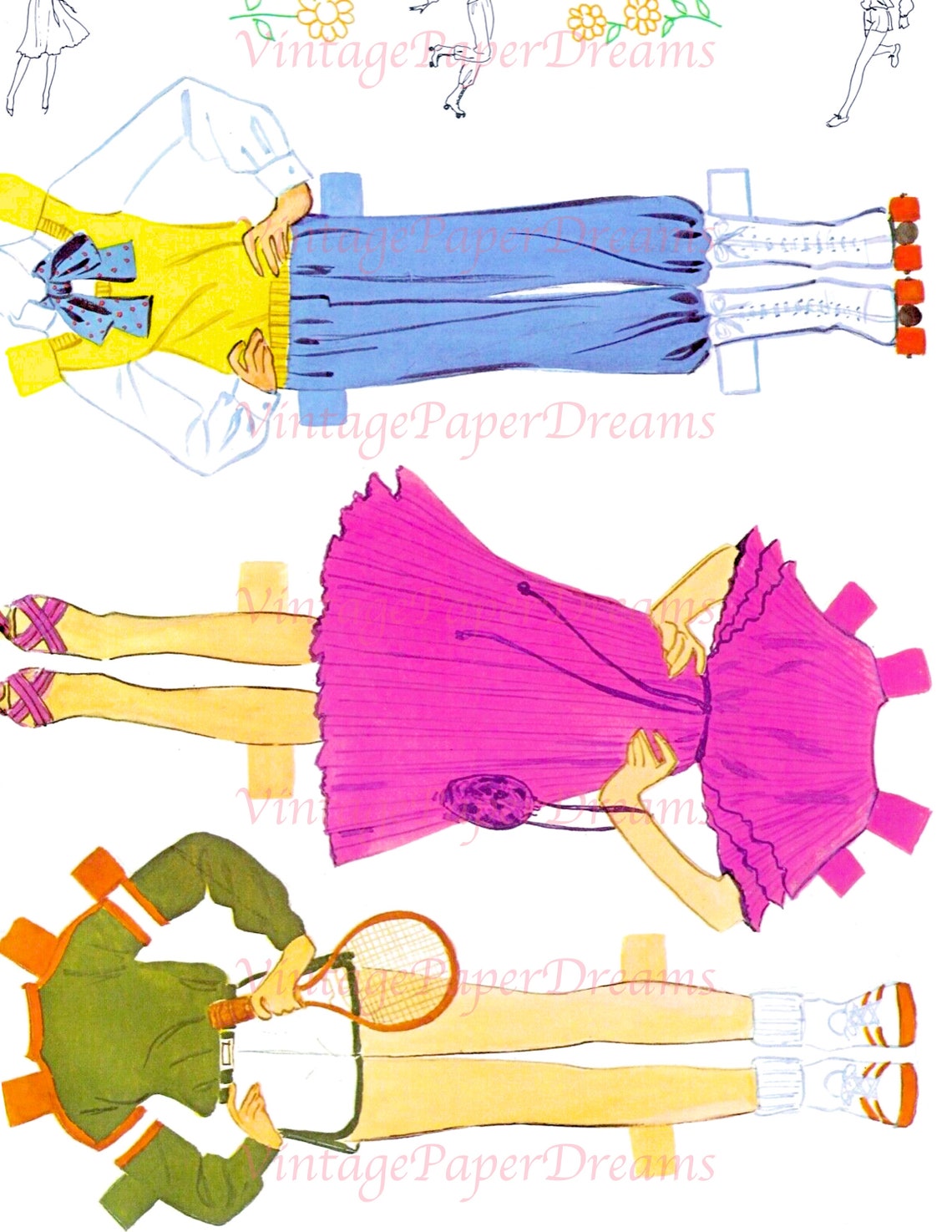Vintage Paper Doll Printable PDF simply Sam Paper Doll 70s - Etsy