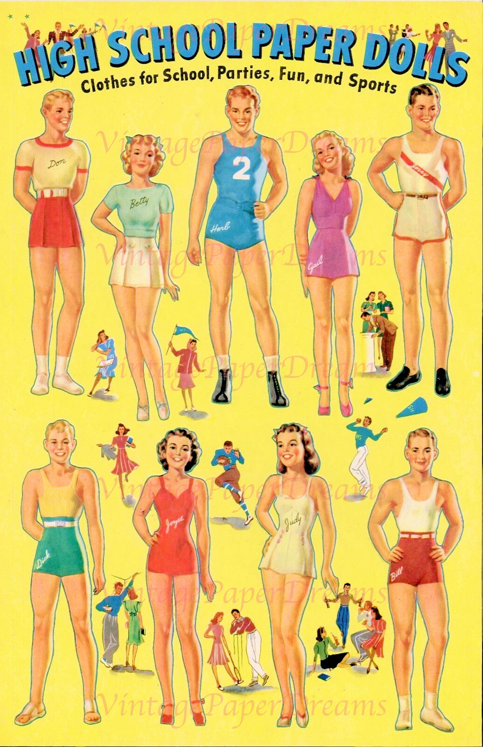 Vintage Paper Doll Printable PDF • high School Paper Dolls • 40s 1940s ...