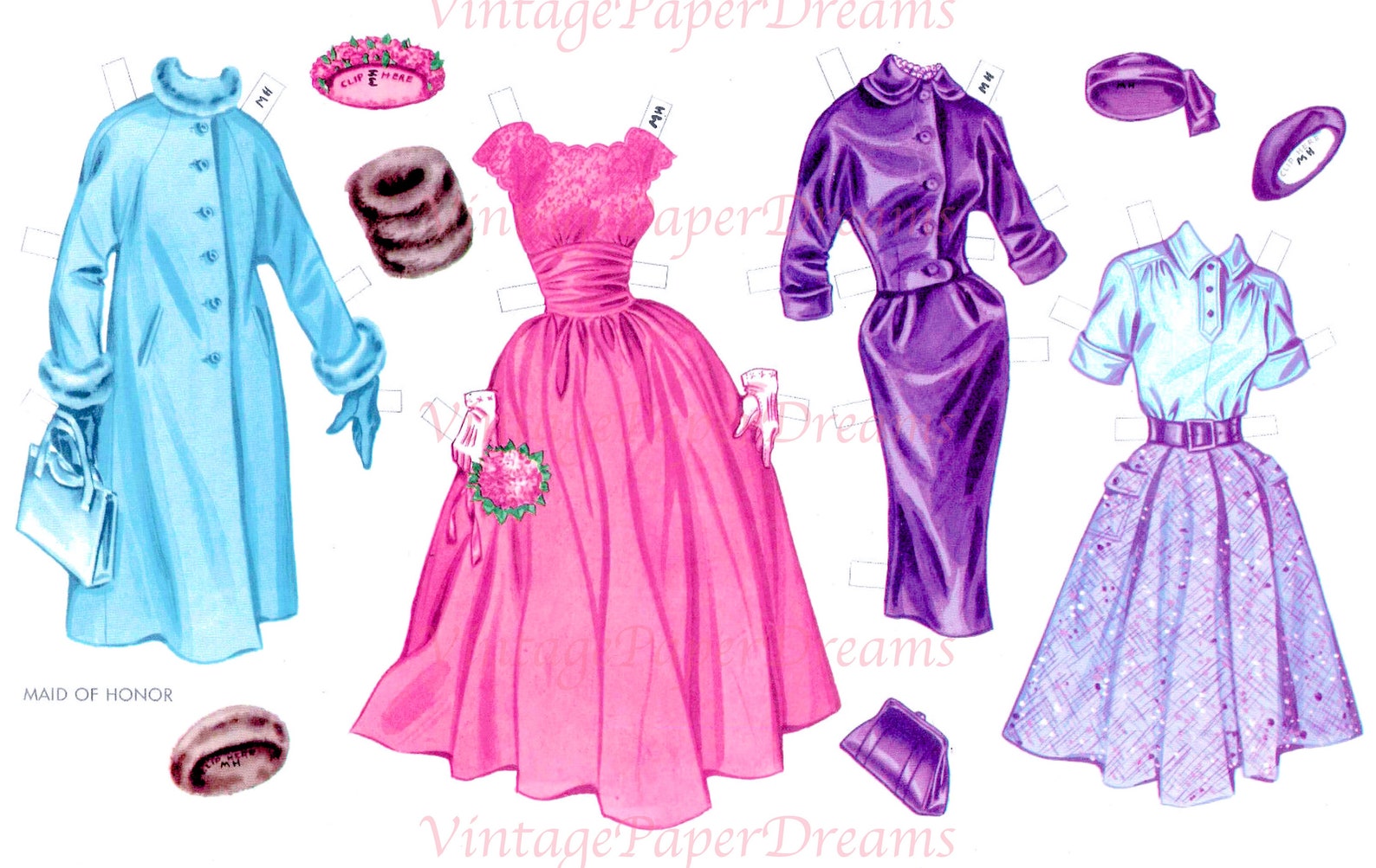 Vintage Paper Doll Printable PDF JPEG Wedding Paper Doll - Etsy