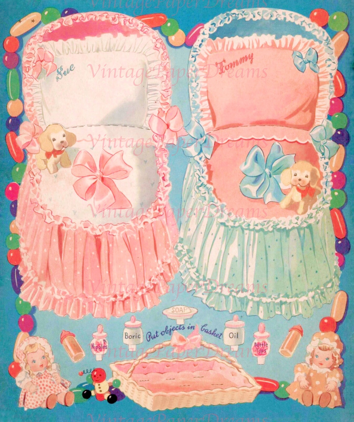 Vintage Paper Doll Printable PDF twin Baby Paper Dolls JPEG 40s 1940s ...