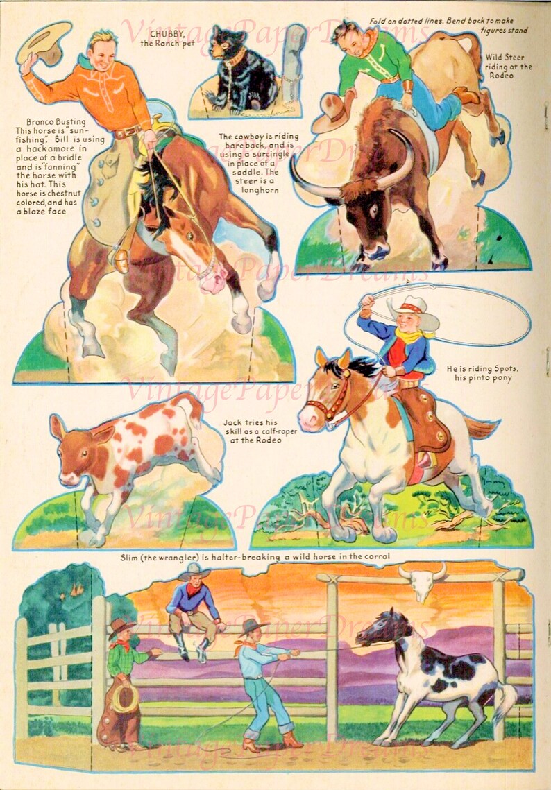 Vintage Paper Doll Printable PDF • Gene Autry Ranch Paper Doll • 40s ...