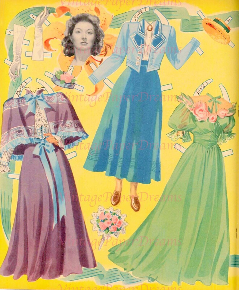 Vintage Paper Doll Printable PDF greer Garson Paper Doll 40s 1940s ...