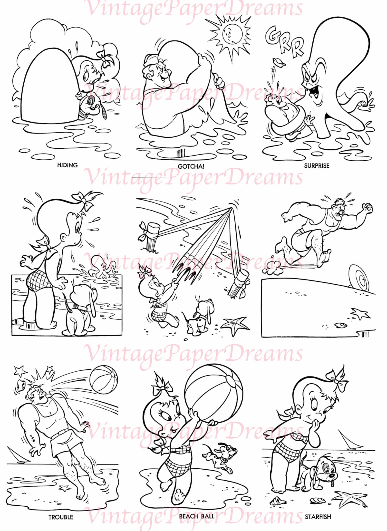 Vintage Adult Coloring Book Printable PDF • little Audrey Colouring ...