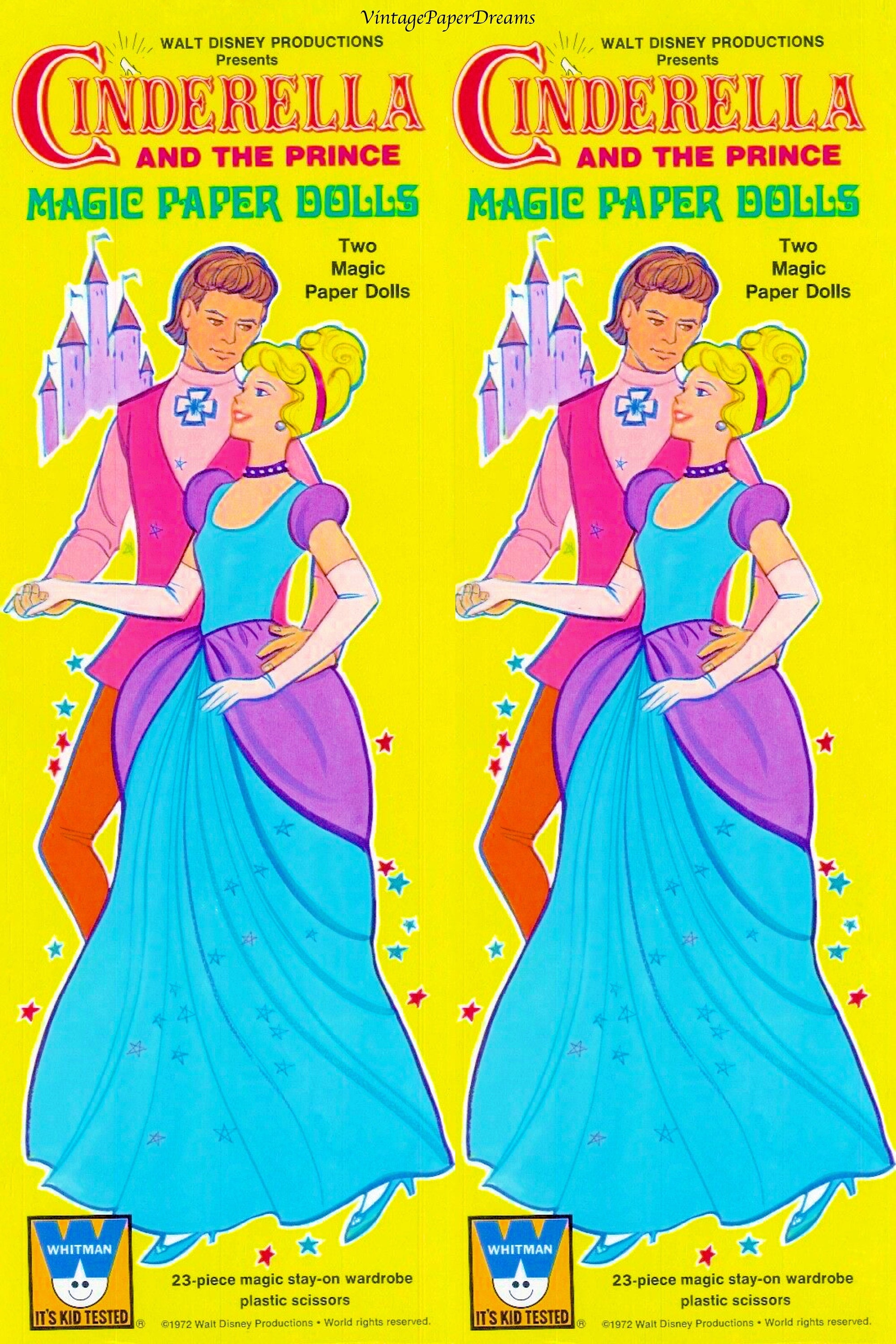 Vintage Paper Doll Printable PDF Cinderella Paper Doll 70s 1970s Prince Princess Paper Doll ...