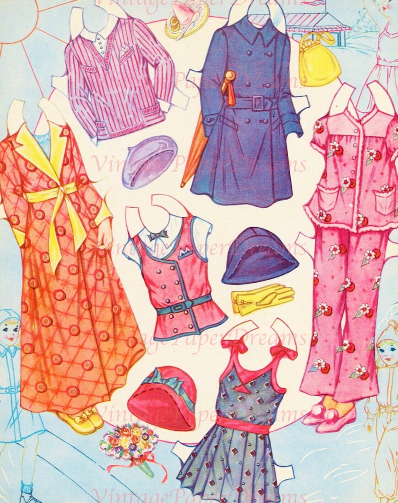 Vintage Paper Doll Printable PDF baby Boys Girls Paper Dolls 40s 1940s ...