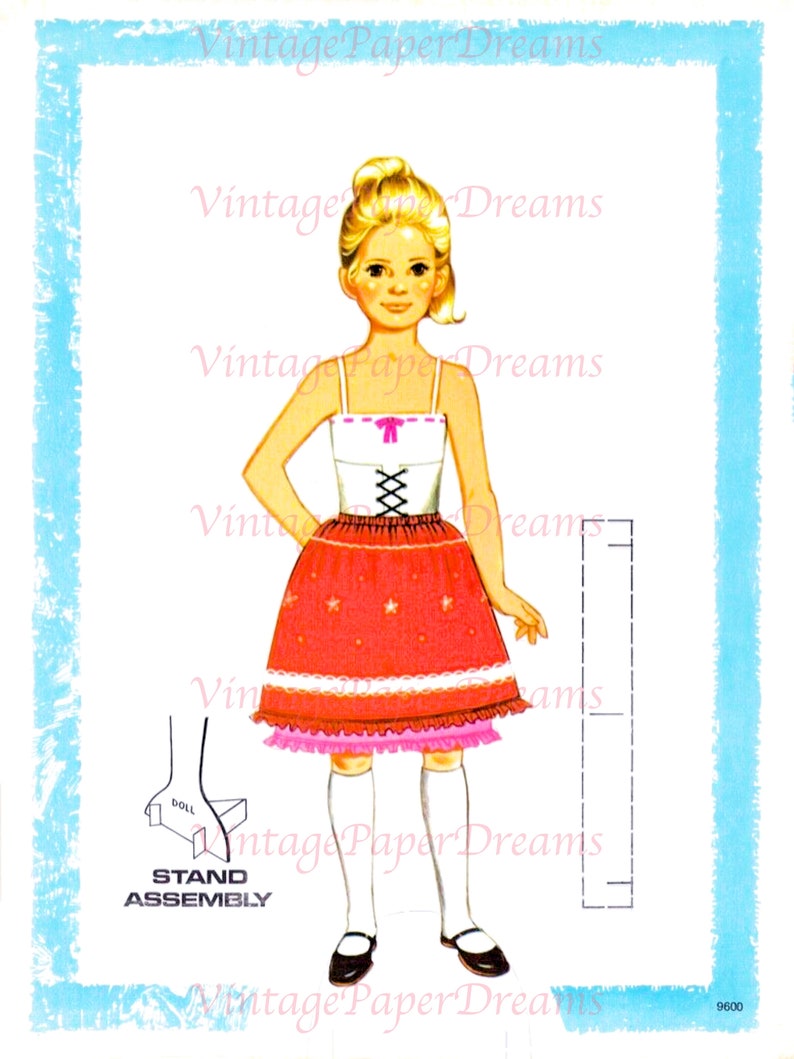 Vintage Paper Doll Printable PDF JPEG Heidi Paper Doll 70s 1970s Paper Doll Pattern Digital ...