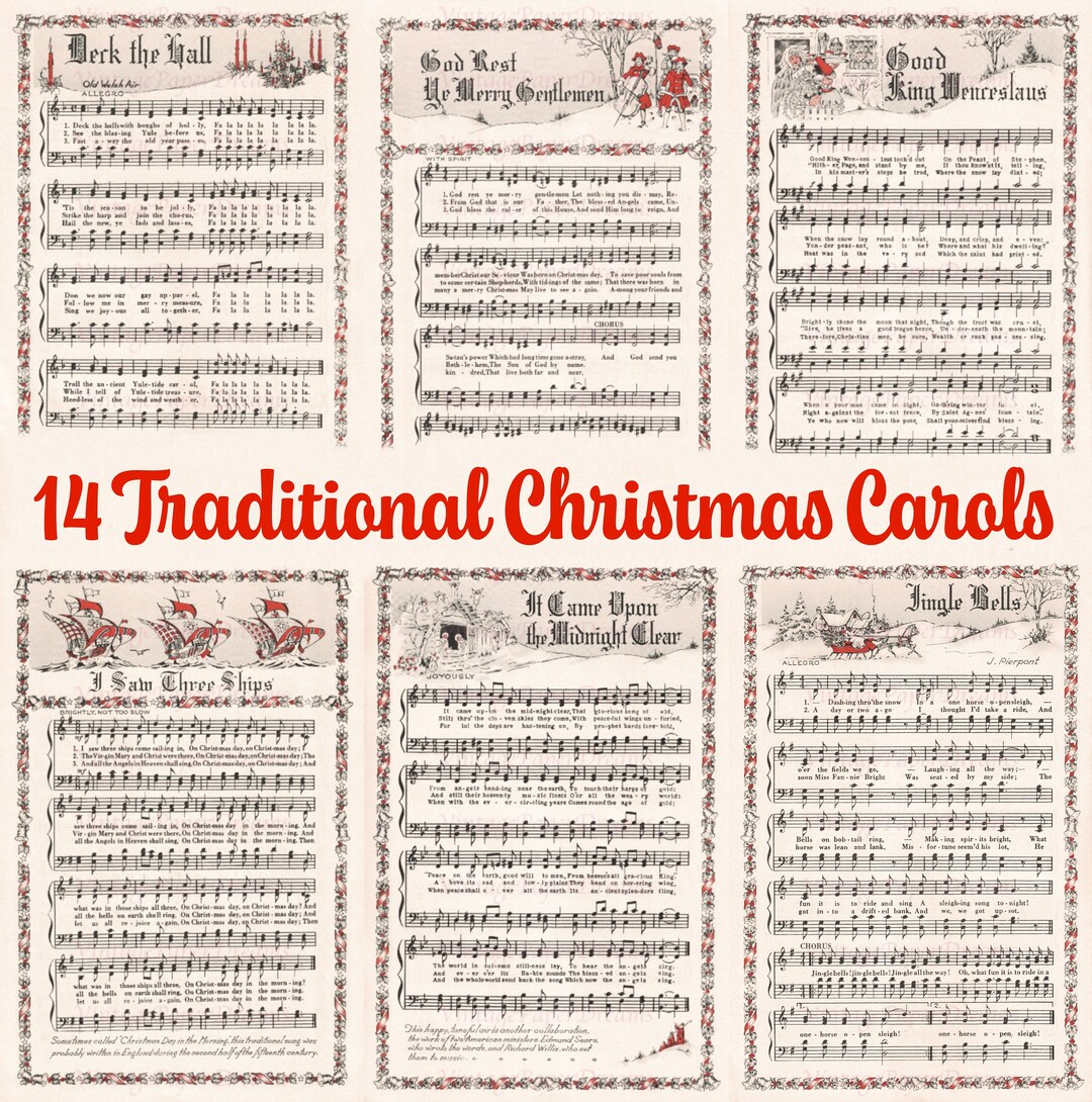 Vintage Printable Christmas Carol Sheet Music PDF • Traditional Advent ...