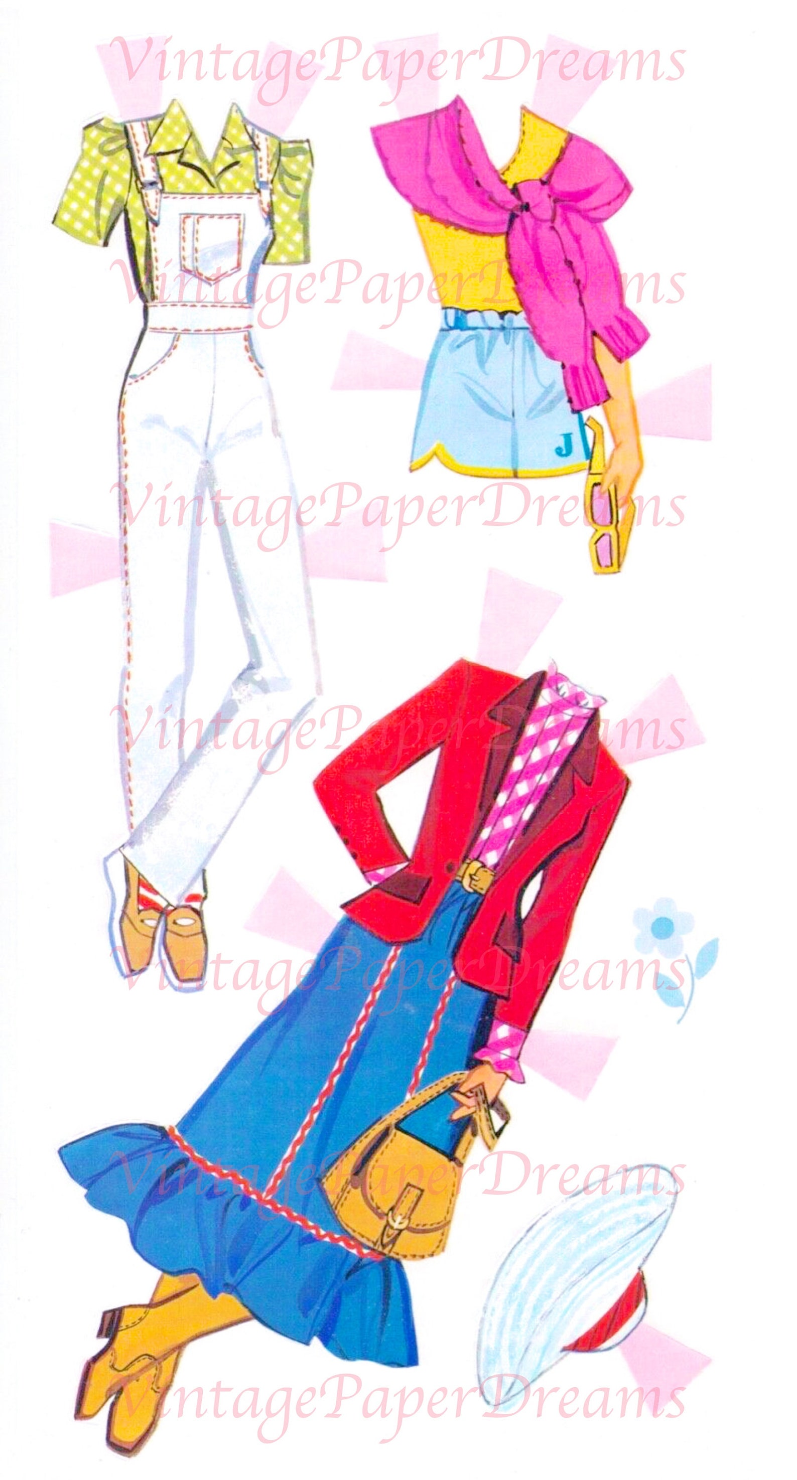 Vintage Paper Doll Printable PDF jean Jeans Paper Doll 70s 1970s Paper ...