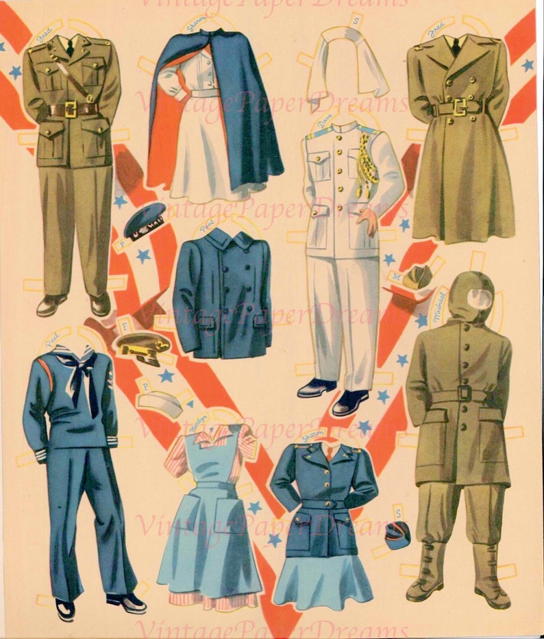 Vintage Paper Doll Printable PDF victory Paper Dolls 40s 1940s Paper ...