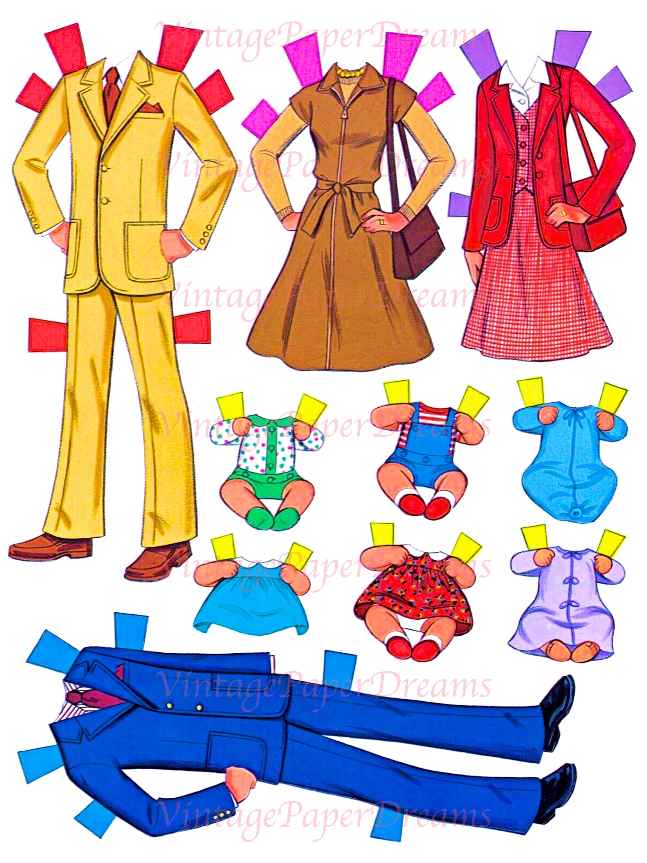 Vintage Paper Doll Printable PDF Sunshine Family Paper Dolls 70s 1970s ...