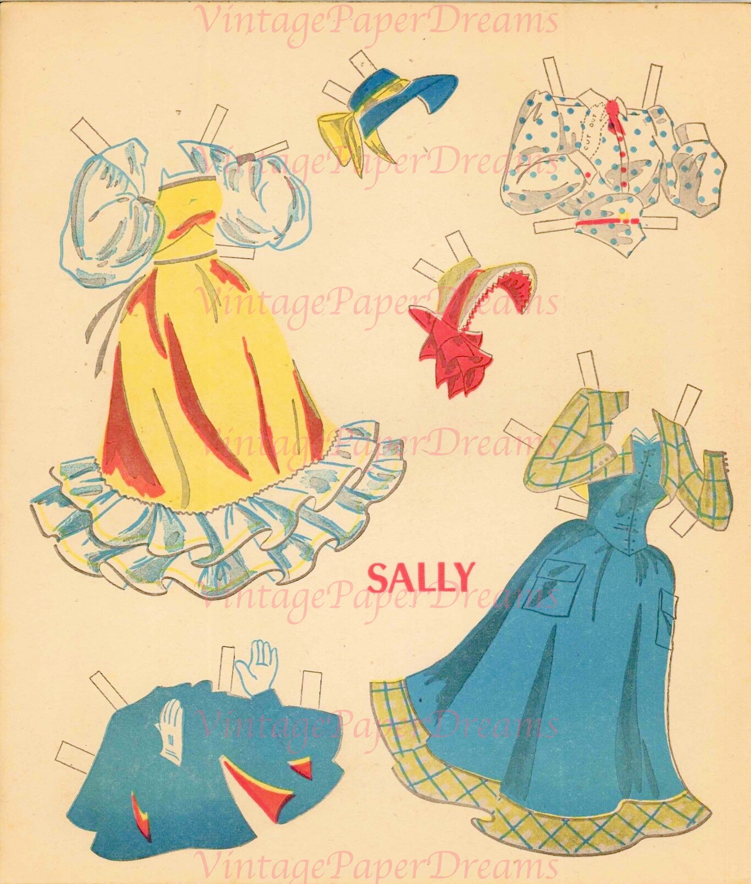 Vintage Paper Doll Printable PDF • polka Party Paper Dolls • 40s 1940s ...