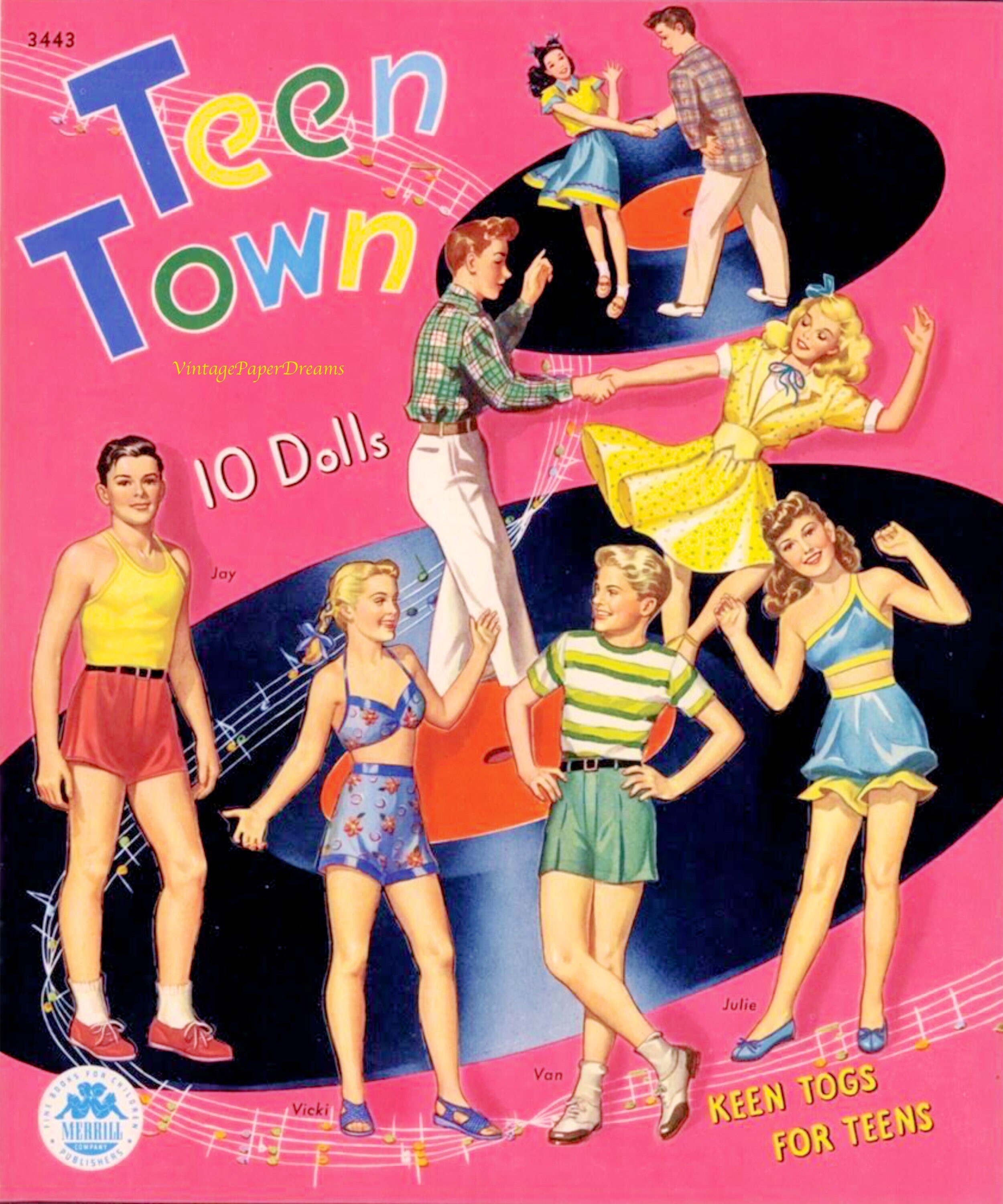 Vintage Paper Doll Printable PDF teen Town Paper Dolls 40s 1940s Paper ...