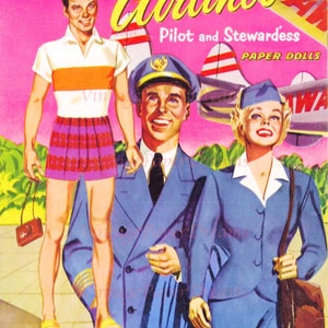 Vintage Paper Doll Printable PDF • airline Pilot Paper Dolls • 50s ...
