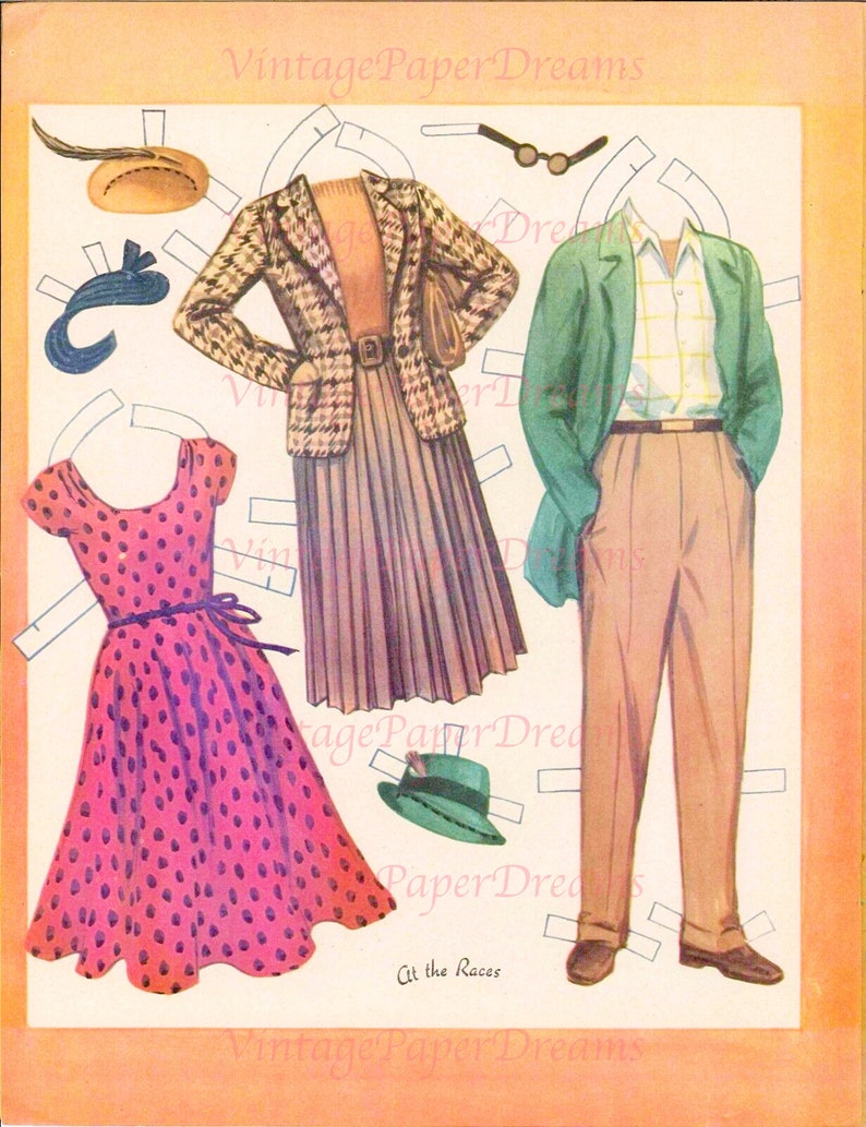 Vintage Paper Doll Printable PDF boyfriend Girlfriend Paper Dolls 50s ...