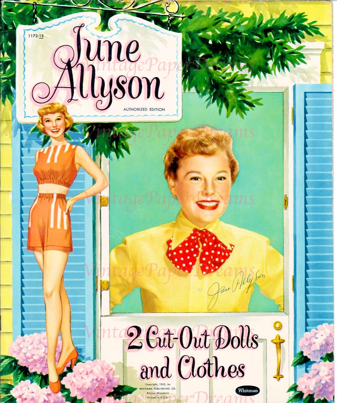 Vintage Paper Doll Printable PDF • june Allyson Paper Doll • 50s 1950s ...