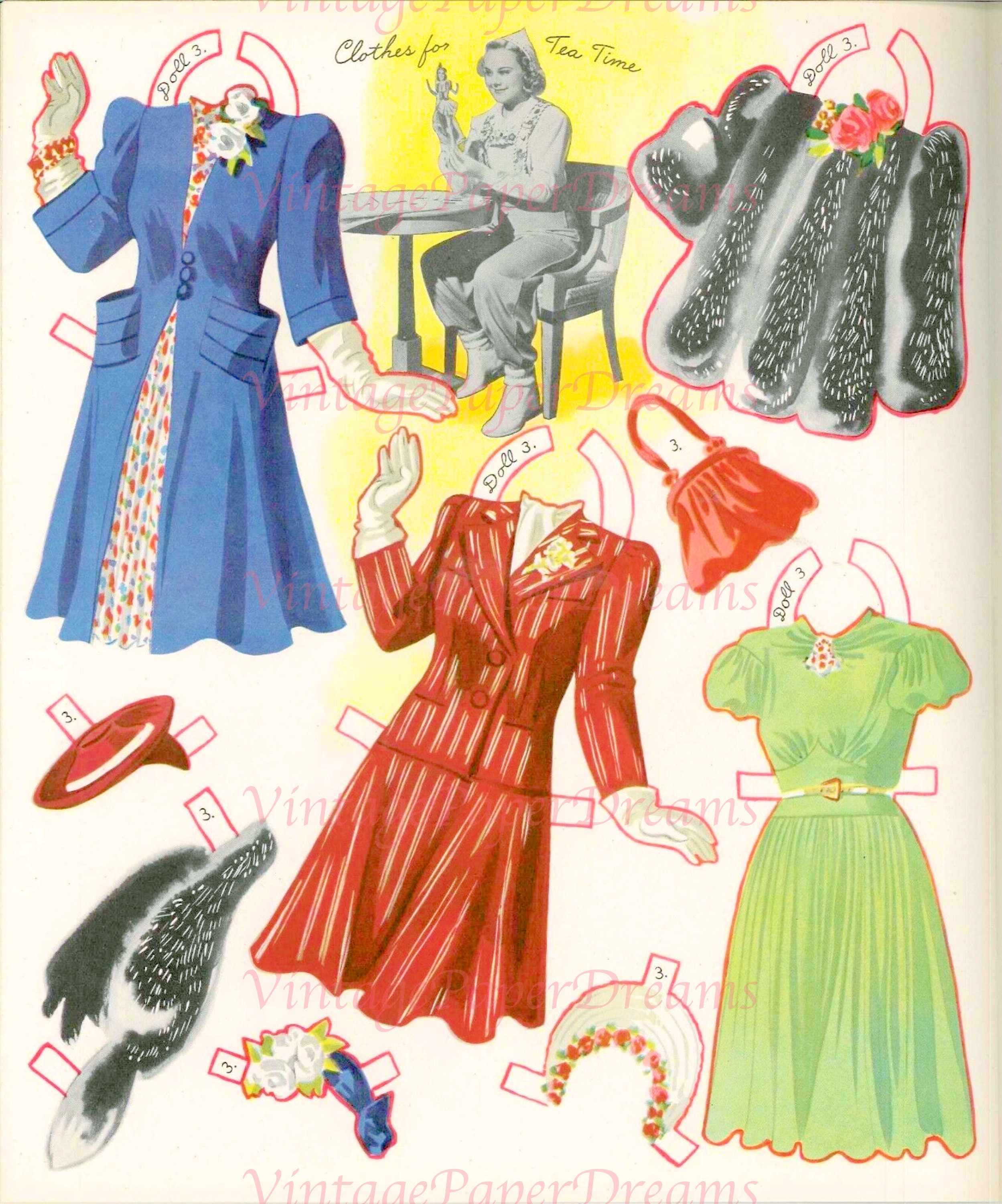 Vintage Paper Doll Printable PDF bette Davis Paper Doll 40s 1940s Paper ...