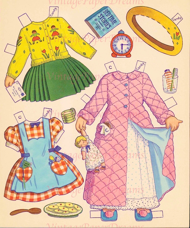 Vintage Paper Doll Printable PDF baby Girl Paper Doll 40s 1940s Paper ...