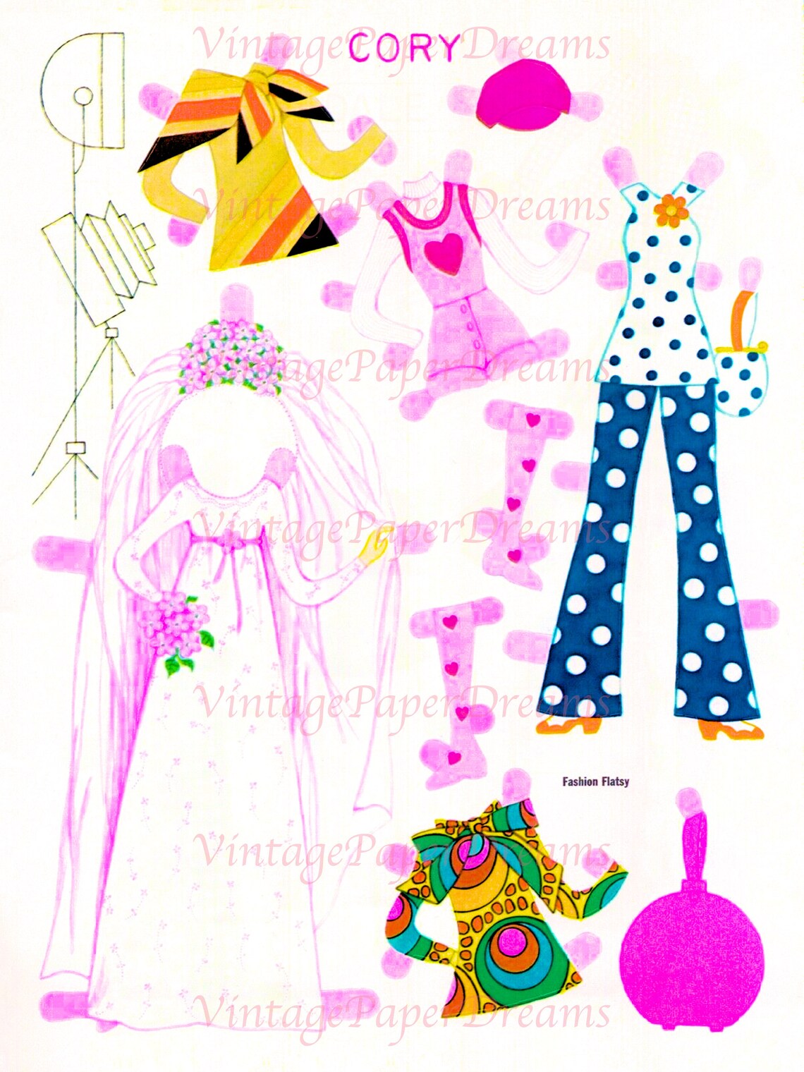 Vintage Paper Doll Printable PDF flatsy Paper Doll 70s - Etsy