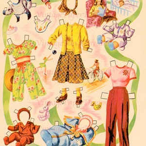 Vintage Paper Doll Printable PDF • mother Dad Kids Paper Dolls • 40s ...