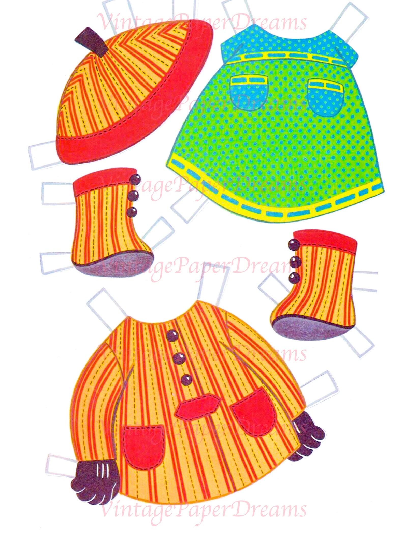 Vintage Paper Doll Printable PDF dress Me Paper Dolls 70s - Etsy