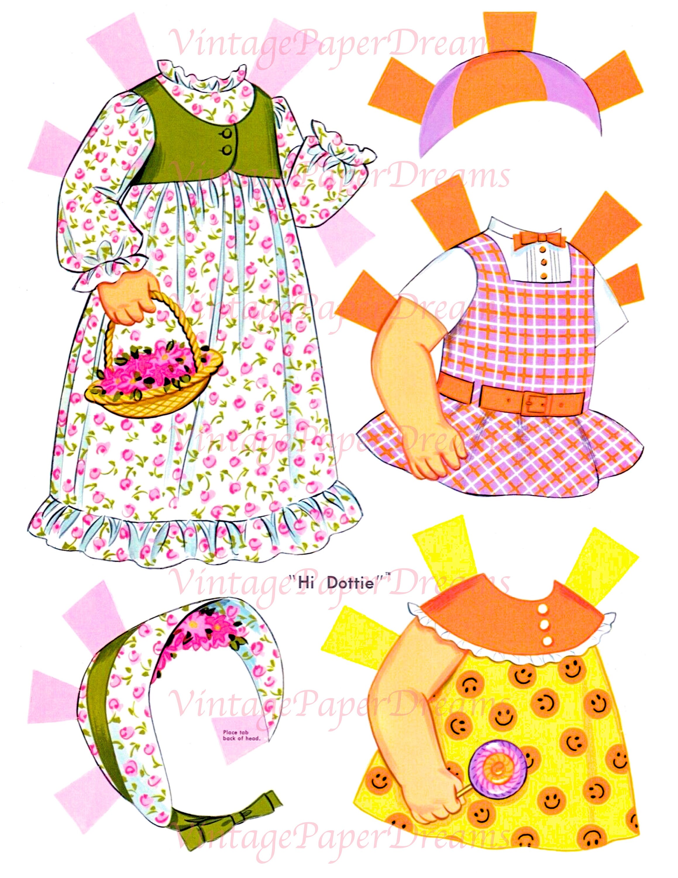 Vintage Paper Doll Printable PDF dottie Paper Doll 70s 1970s Paper Doll ...