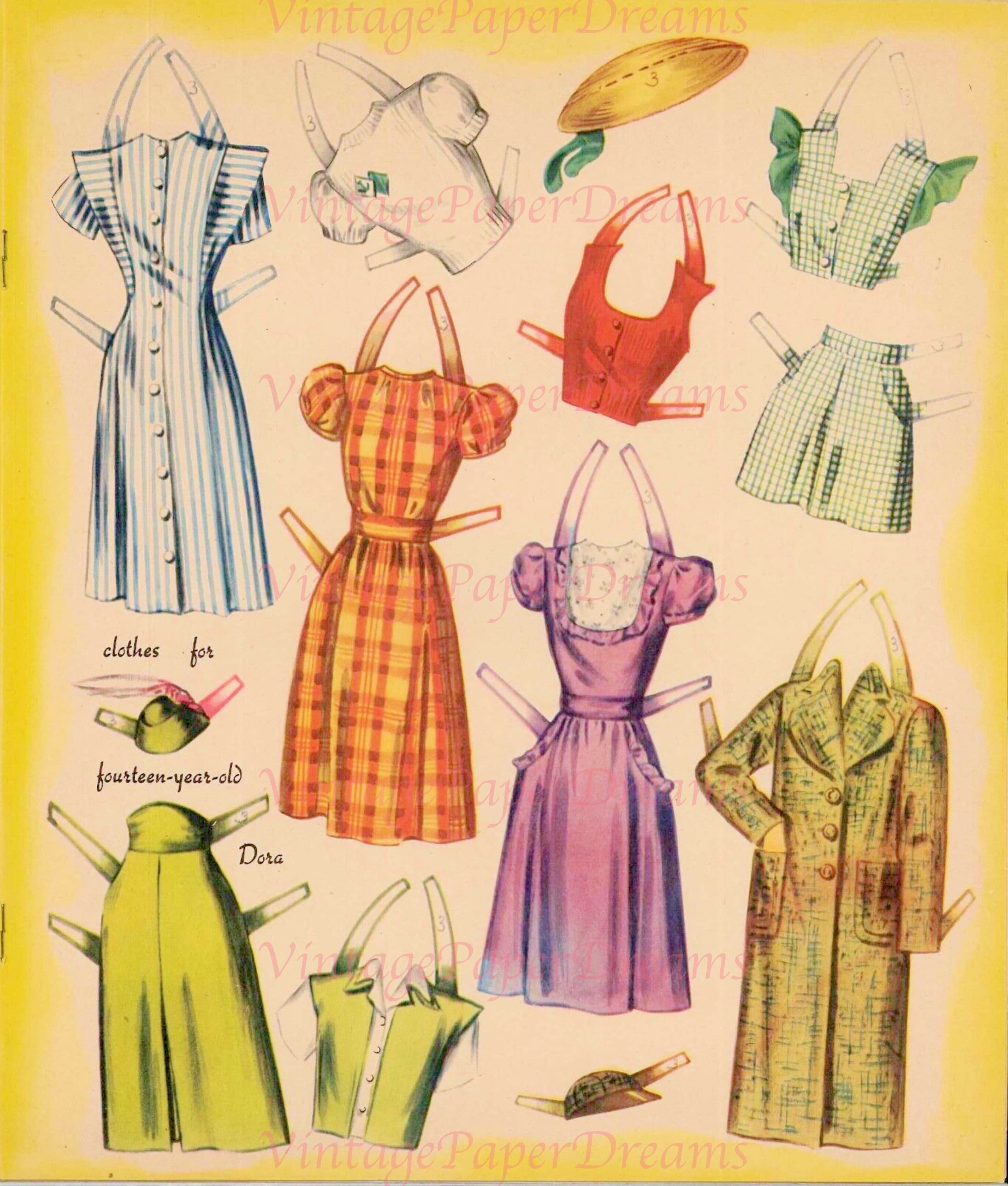 Vintage Paper Doll Printable PDF • Dora Paper Dolls JPEG • 50s 1950s ...