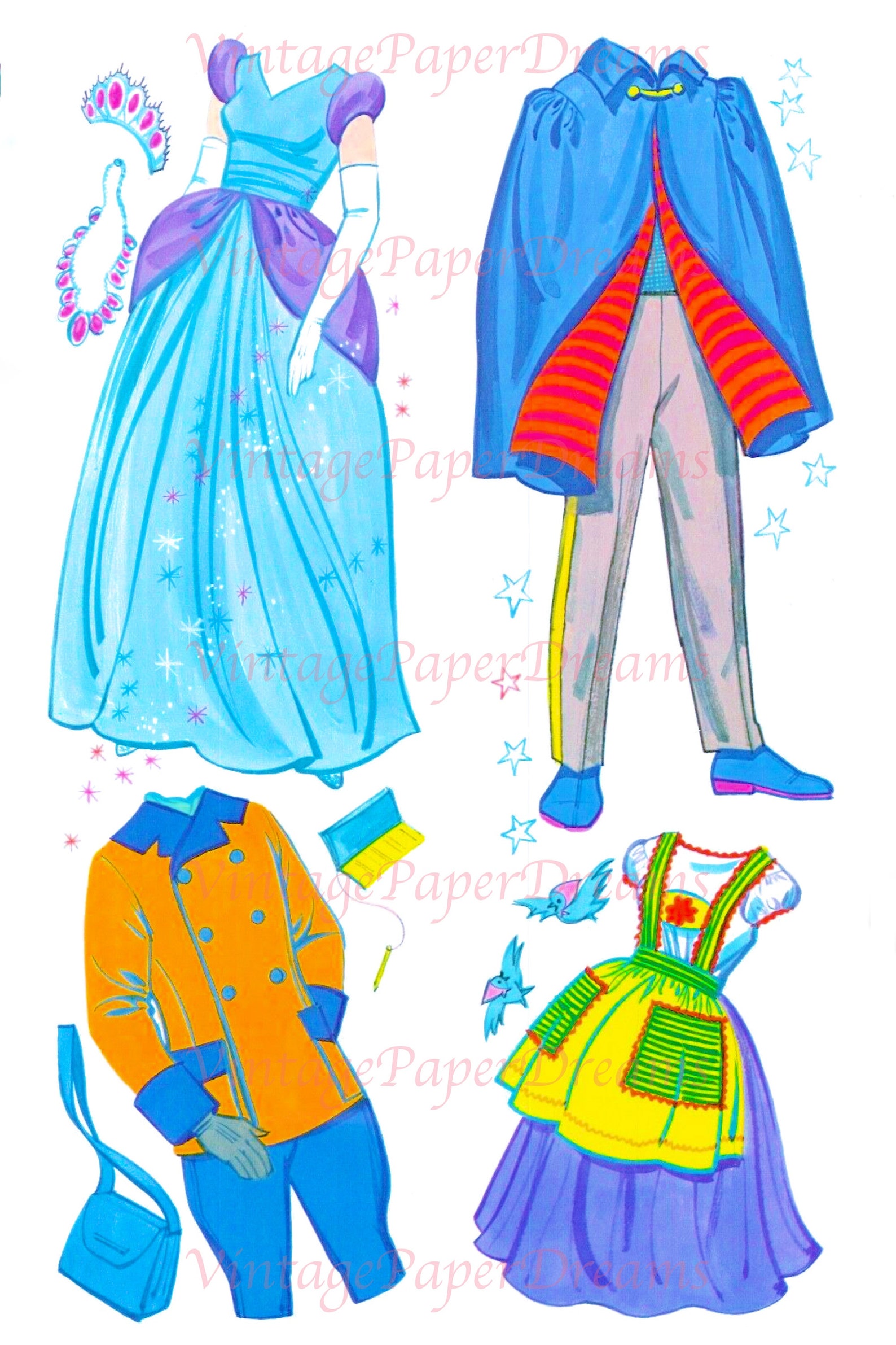 Vintage Paper Doll Printable PDF Cinderella Paper Doll 70s 1970s Prince ...