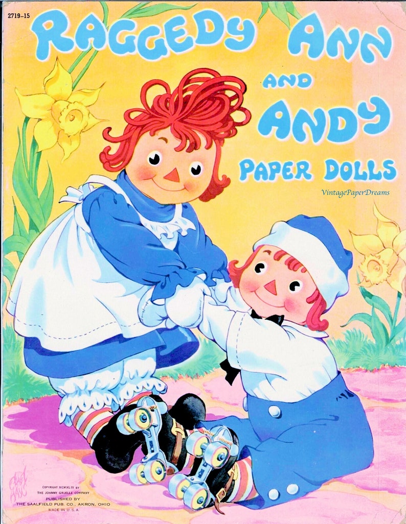 Vintage Paper Doll Printable PDF raggedy Ann Andy Paper - Etsy